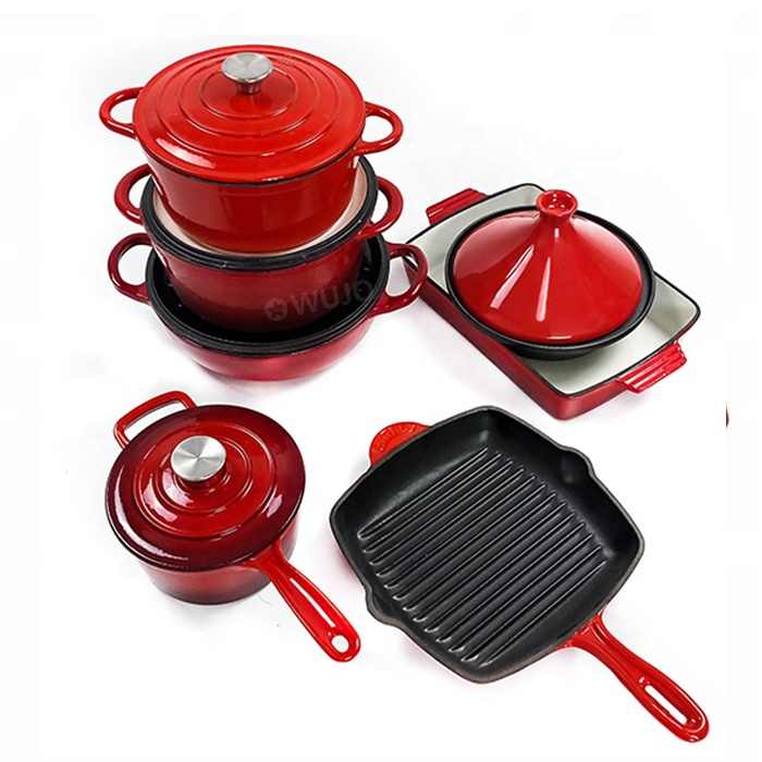 Factory Direct Large Enamel Cast Iron Deep Pot Home Cast Iron Cookware ...