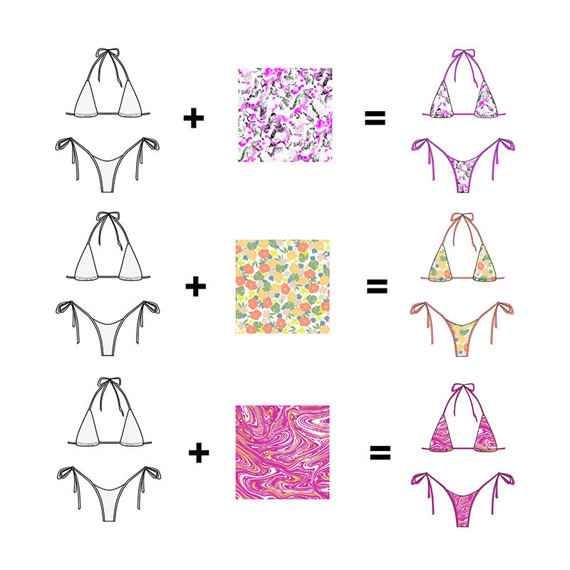Custom Bikini 2 Set Minimalist Design Customizable Color UV Protection ...