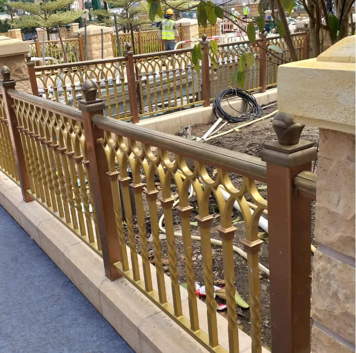 Contemporary Ornamental Glass Stair Railing | Brass Theme Park Fit ...