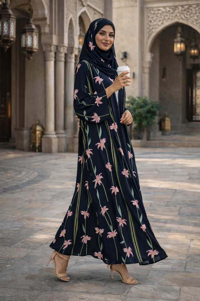 Turkish Long Cardigan Abaya Modest Islamic Clothing Digital Print ...