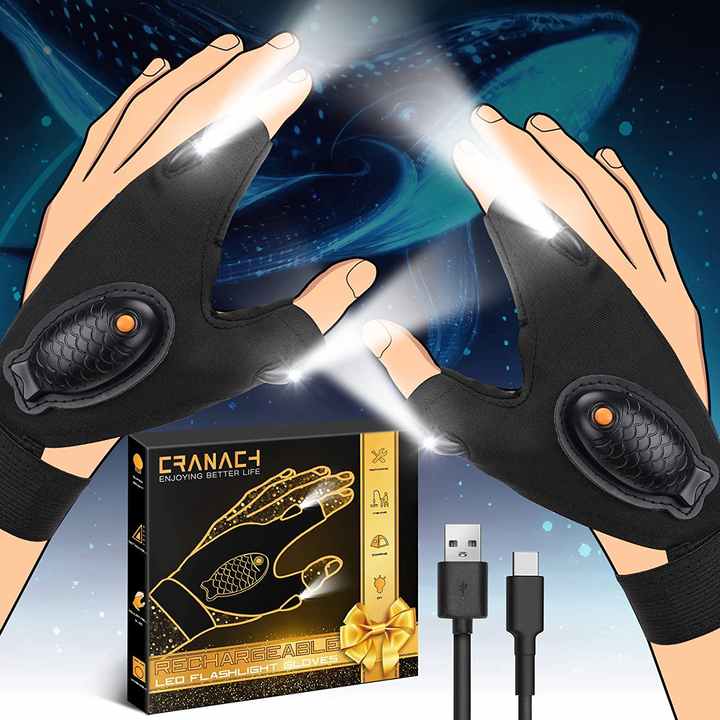 Rechargeable Camping Finger Flashlight USB LED Gloves With Waterproof ...