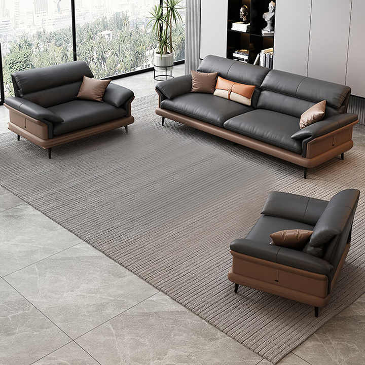 Custom Modern Design High-End Leather Office Sofa Set for Conference ...