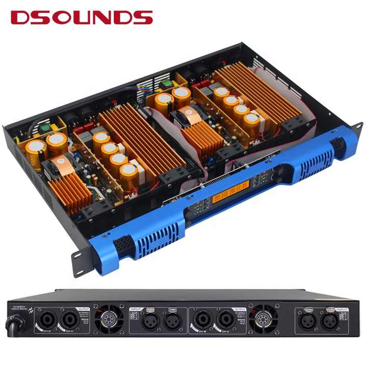 Four-channel Professional Digital Power Amplifier Class D 1U Power Amplifier 600Wx4 Stereo Power ...