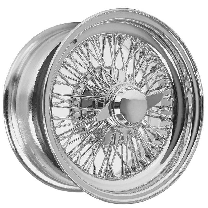 15X7" Wire Wheels - Standard 72-Spoke Cross Lace Chrome Rims