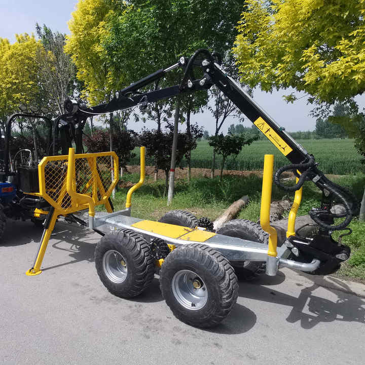 Forest Log Trailer with Crane for Tractors - High Productivity