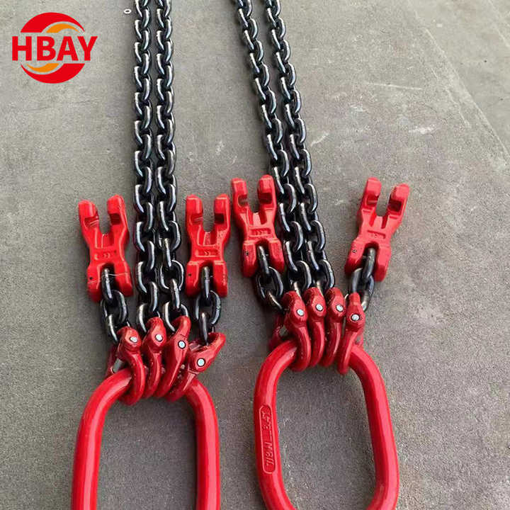 ANYUE Adjustable G80 G100 Lifting Slings Set Alloy Steel 4 Legged Lifting Chain Sling With Hooks ...