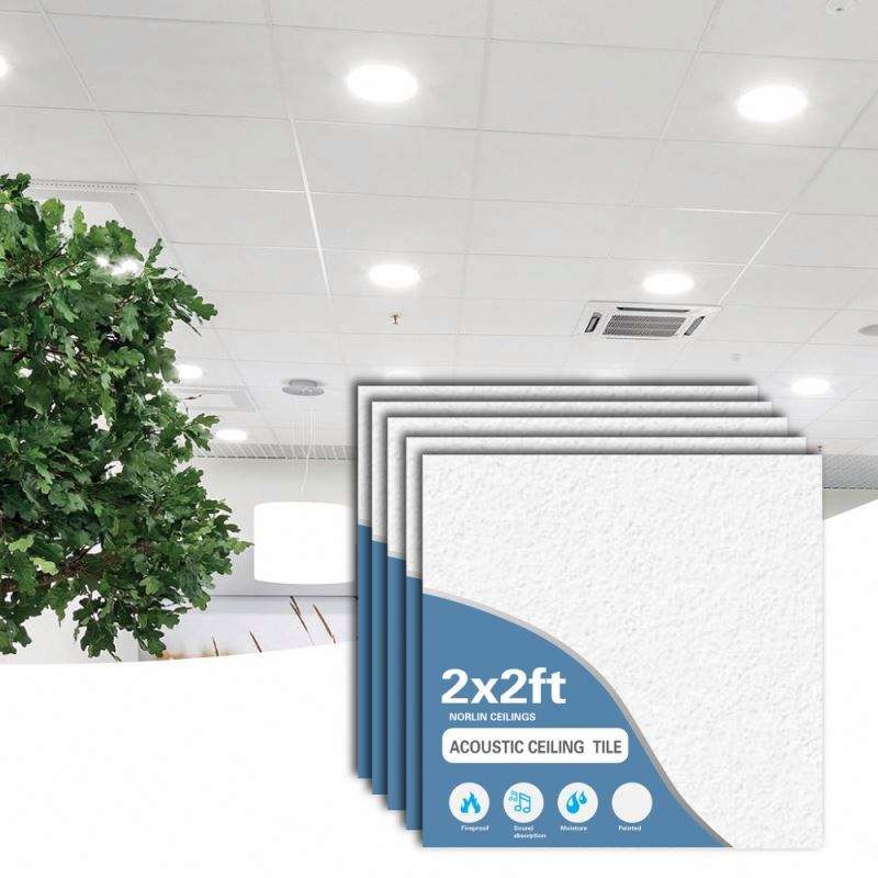 Fireproof A1 Class Stone Wool Ceiling Board 2x2ft Tile Fire-resistant a ...