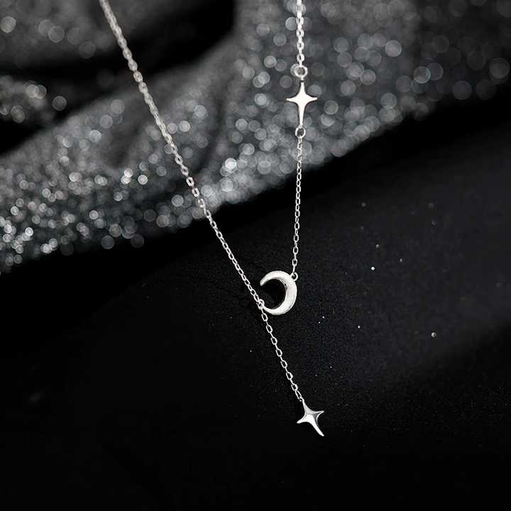 FY-PL122 925 Sterling Silver Star Moon Necklace Female Niche Design ...