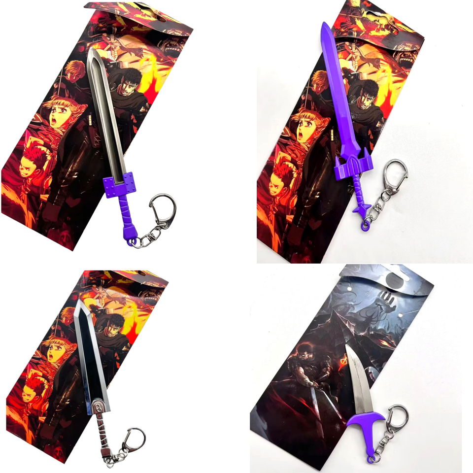 7 Designs Anime logo Cosplay Sword Keychain Metal Weapon Knife Model ...