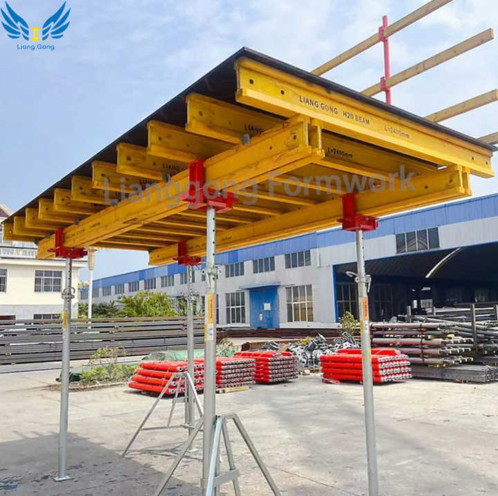 Wooden Beam Construction Table Plywood and Steel Prop Slab Formwork ...