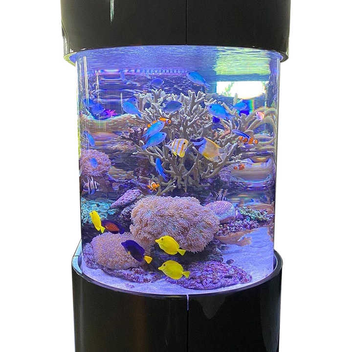 Floor Standing Cylinder Acrylic Fish Tank Round Plexiglass Aquariums ...