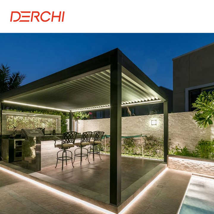 Motorised Outdoor Gazebo - Modern Aluminium Louvre Roof
