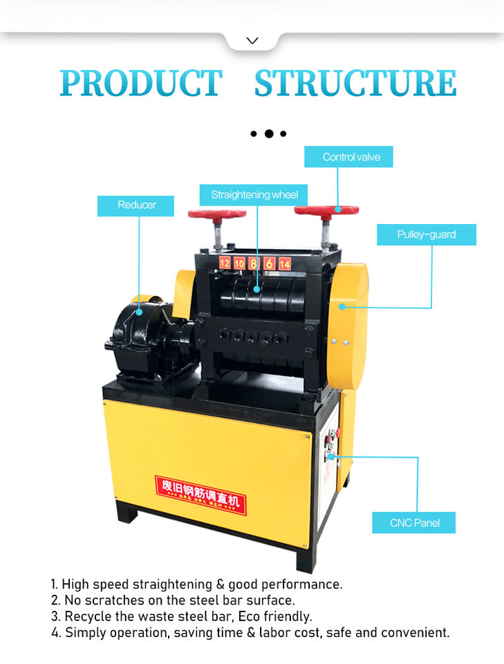 OEM Steel Bar Straightening Machine Reinforcing Steel Adjusting Cutter ...