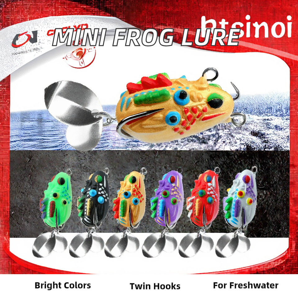 3.5cm/5.4g Mini Soft Frog Fishing Lure PVC Printed Top Water Ray Frog ...