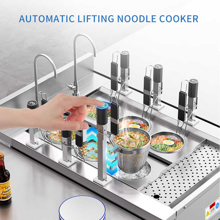 Commercial Electric Pasta & Noodle Cooker 6 Head Automatic Lifting Machine for Hotels and ...