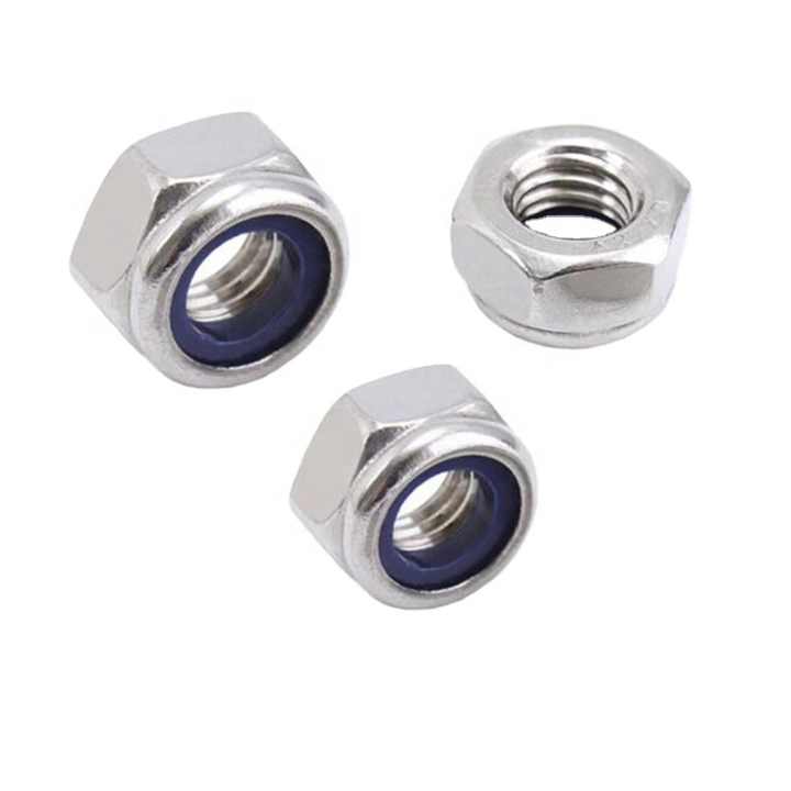 Din985 304 316 Stainless Steel Hex Hexagon Nylon Insert Left Thread Self Lock Nut Nylock Locknut ...