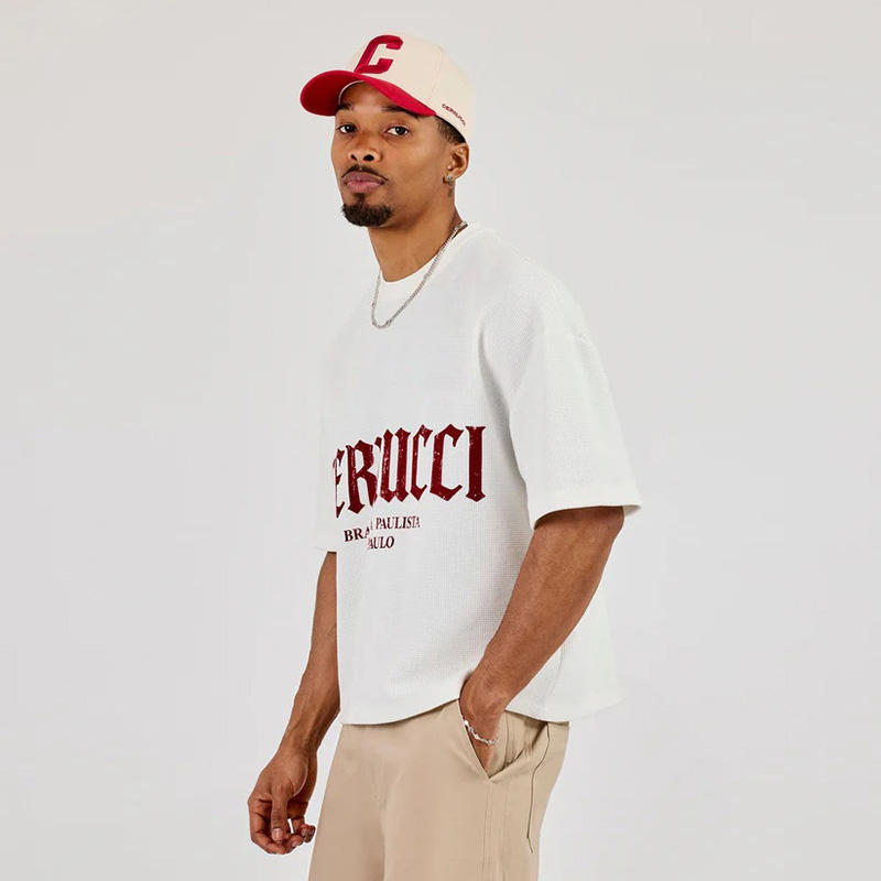 Yali Contrast Logo Boxy Waffle T-shirt Premium Waffle Texture Dropped ...