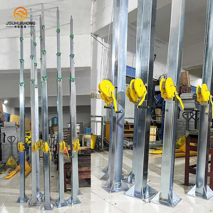 High Strength Galvanize 50kg Max Payload Retractable Mast
