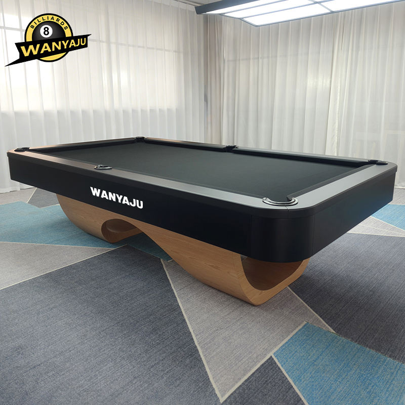 Luxury Geometric Frame American Pool Table Black Finish Modern Pool ...