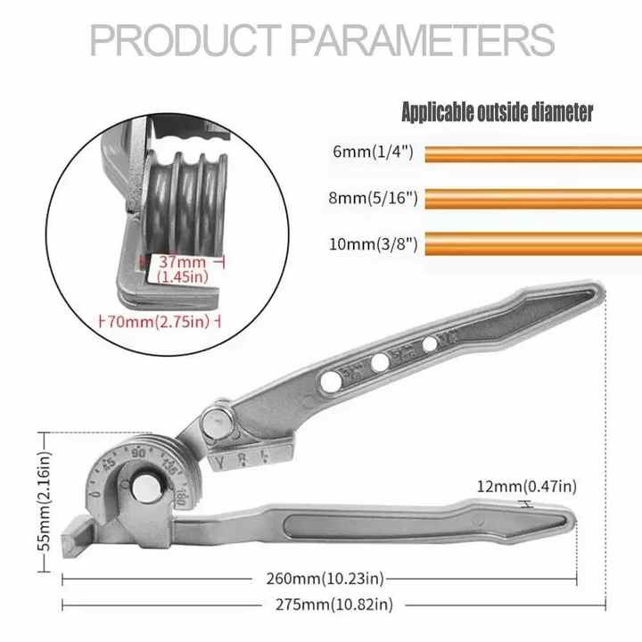 3-in-1 Steel Pipe Bending Hand Tool Combination Tube Bender 90 180 ...