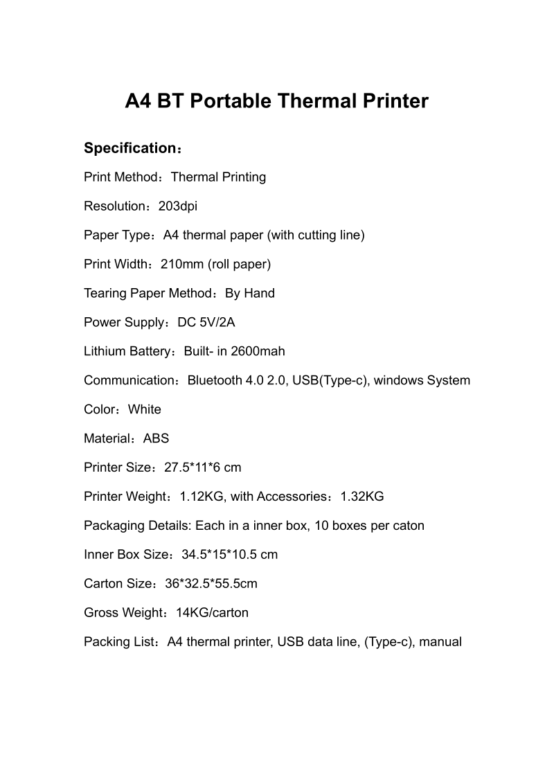 A4 Size Portable Thermal Printer Mini Mobile Printer A4 Photo Tattoo ...