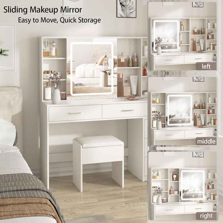 Large Luxury Bedroom Dressing Table with Mirror Drawers Modern Designs ...