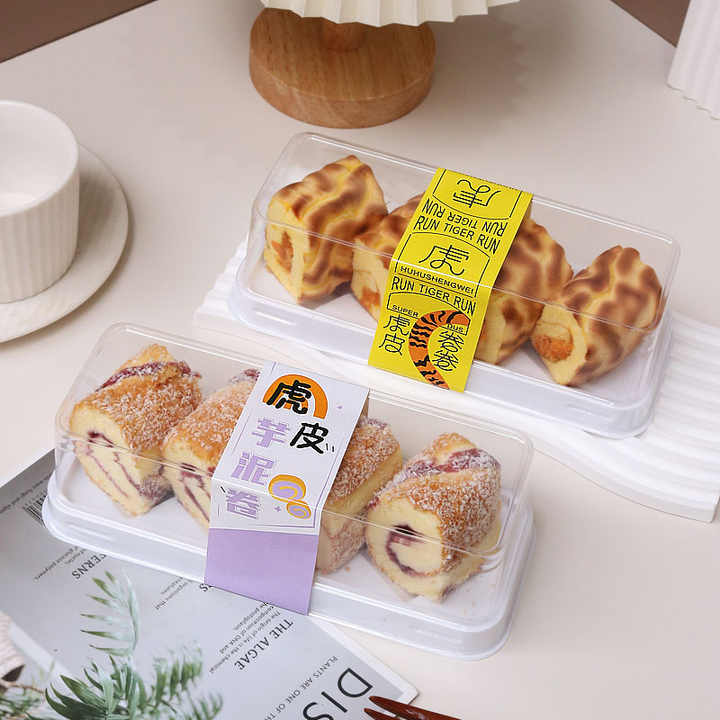 Four-Piece Cake Roll Packaging Box Anti-Fog Transparent Bakery Box ...