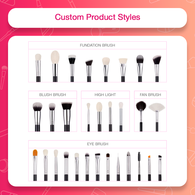 Custom Logo Bunny Ear-shaped Silicone Handle Foundation Makeup Brushes ...