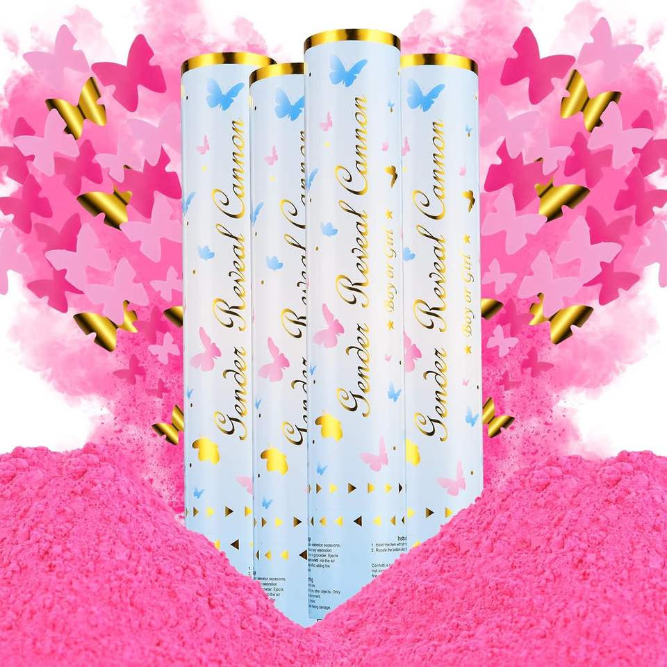 Gender Reveal Biodegradable Powder Party Poppers Butterfly Confetti ...