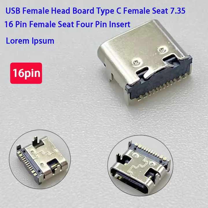 USB Type C Socket Soldering Connectors 16pin 24 Pin SMT PCB DIY Repair ...