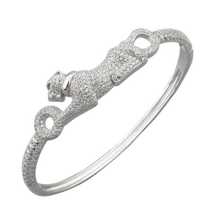 Fashion Charm Animal Bracelet With Zircon S925 Silver Cheetah Bracelet ...