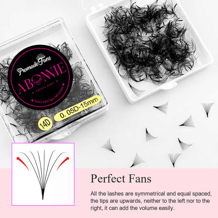 Abonnie Custom Log 4D 6D Promade Fan Eyelashes 20D Pointy Base Premade ...