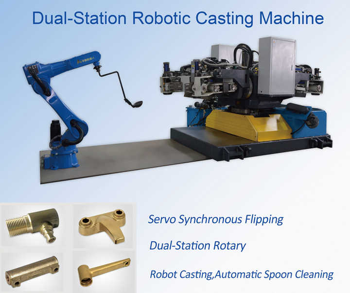 Copper Alloy Gravity Die Casting Machine Robot Doublr Station Automatic ...