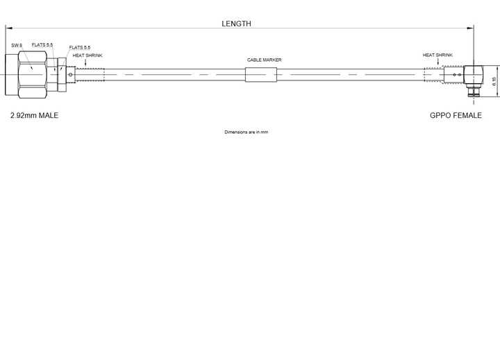 2.92mm Male to GPPO (Mini-SMP) Female Right Angle Cable Using .086 ...