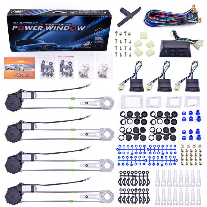 12V Power Window Kit 4 Door Window Close and Electric Glass Lifter Fits Any Car and Van