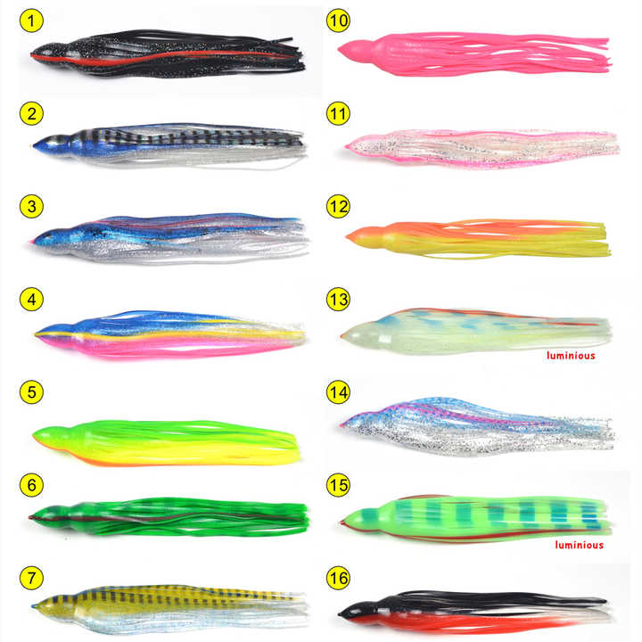 UV Enhanced Soft Plastic Trolling Lures for Big Game Fishing