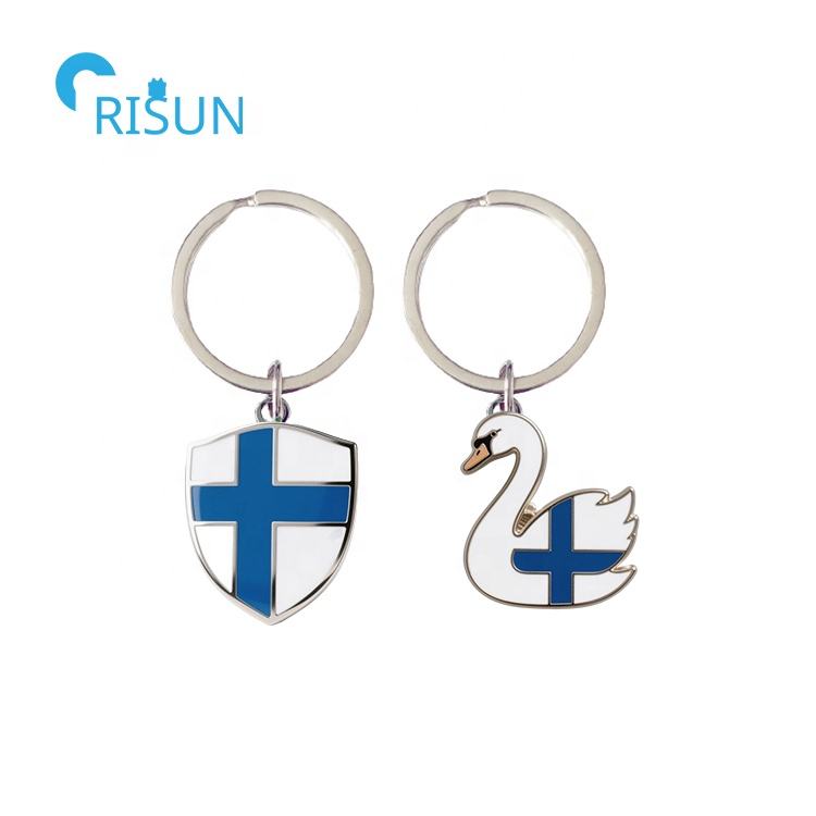 Souvenirs Lily of the Valley Finland National Day Flag Map Enamel Key ...