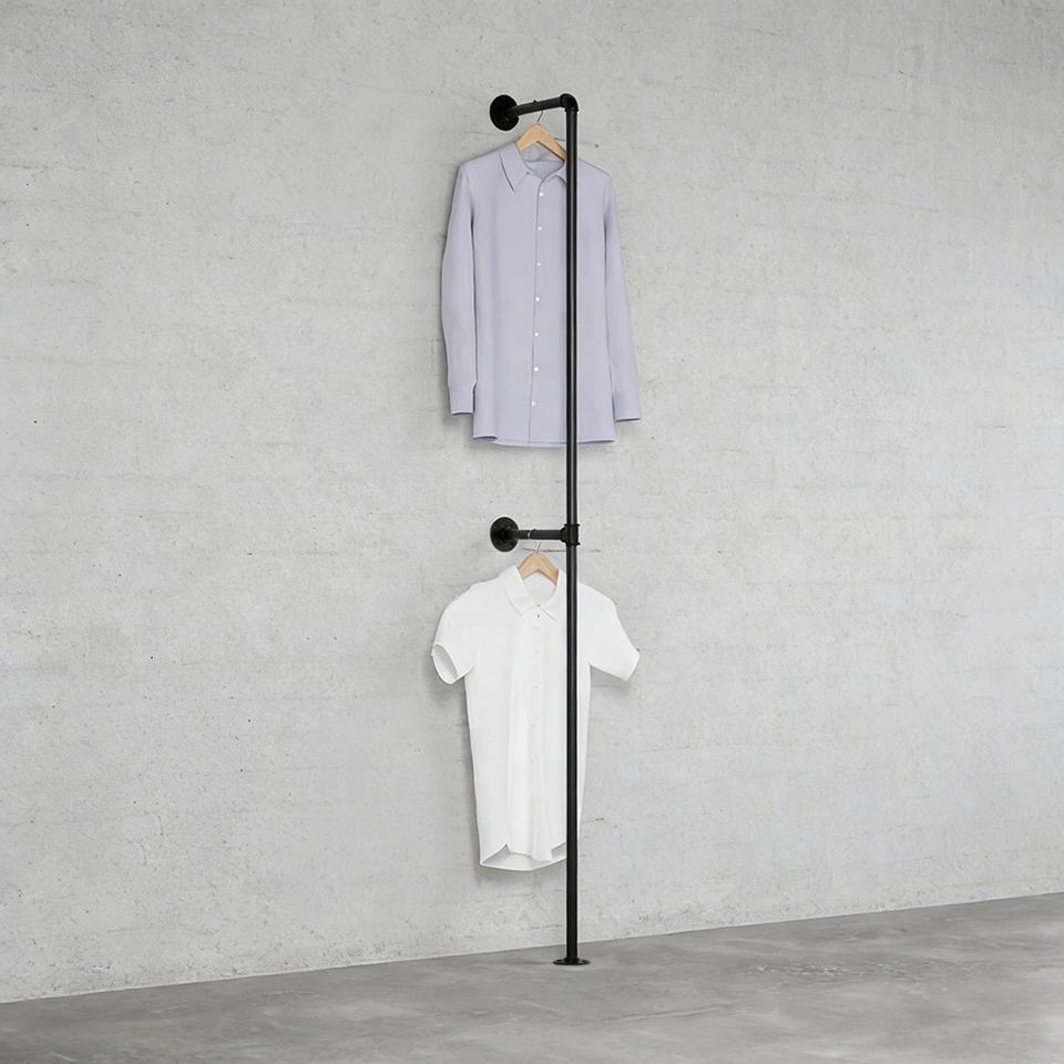 Wall Mounted Metal Pipe Clothes Rack Space Saving Corner & Straight ...