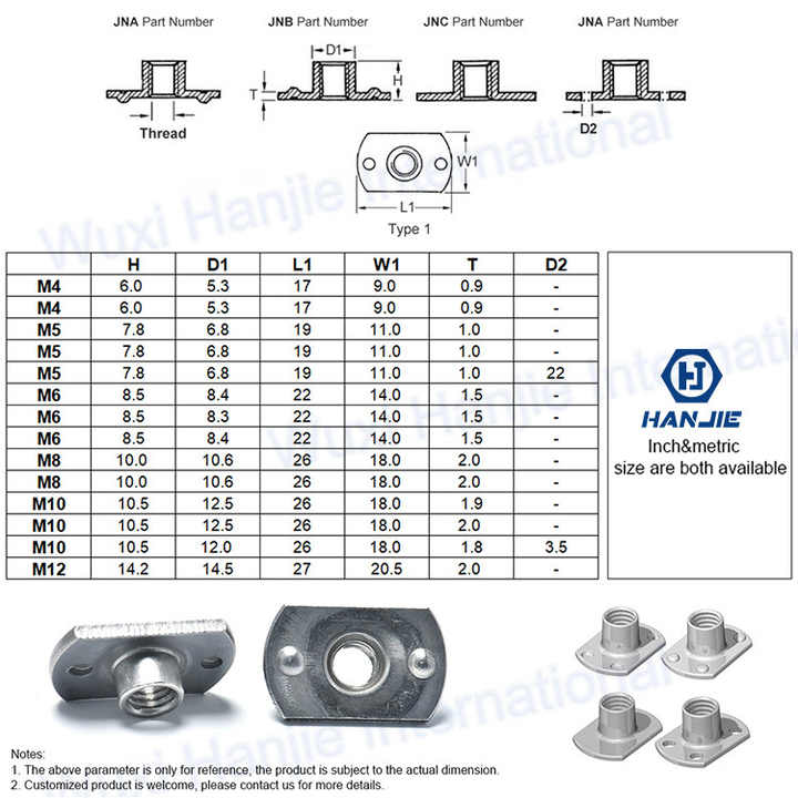 M6 M8 M10 M12 7/16 2 4 Holes Carbon Steel T Tee Weld Nut