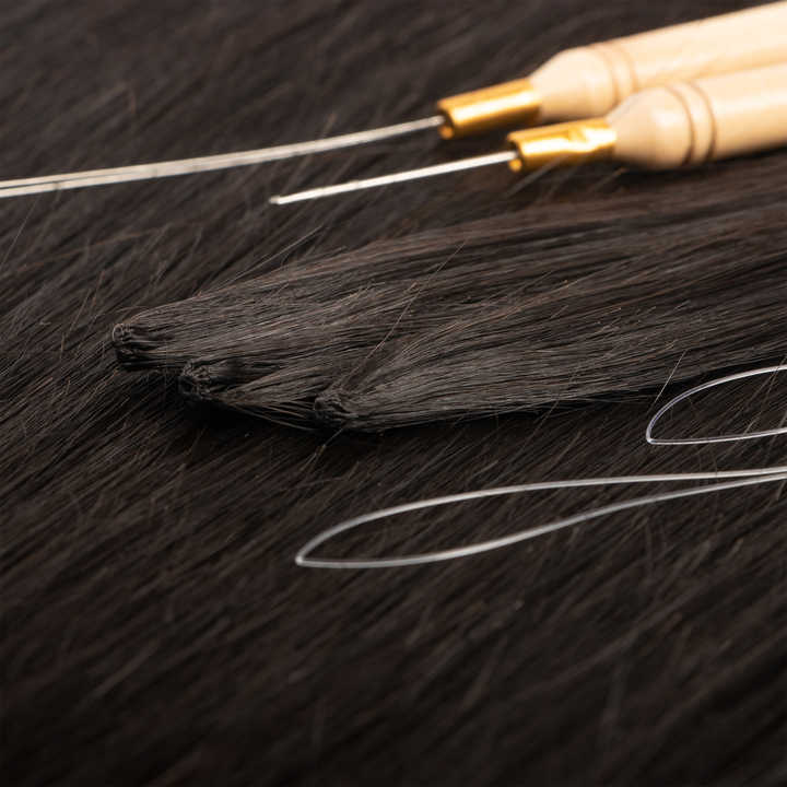 Dark Brown Invisible Feathers Tip Hair Extensions Hand Tied Skin Weft ...