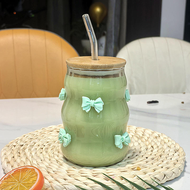 STARLII Cute Bow Shaped Glass Cups Unique Juice Cup Mug Tumbler with ...
