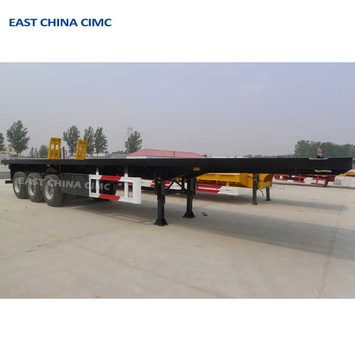 3 Axles 40ft Container Flatbed Trailer 30Tons Truck Semi Trailer for ...