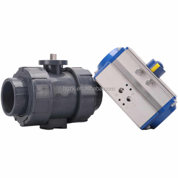 Pneumatic Plastic Ball Valve UPVC PVC True Union DN15 20 25 32 40 50 PN10 Pneumatic Actuated ...