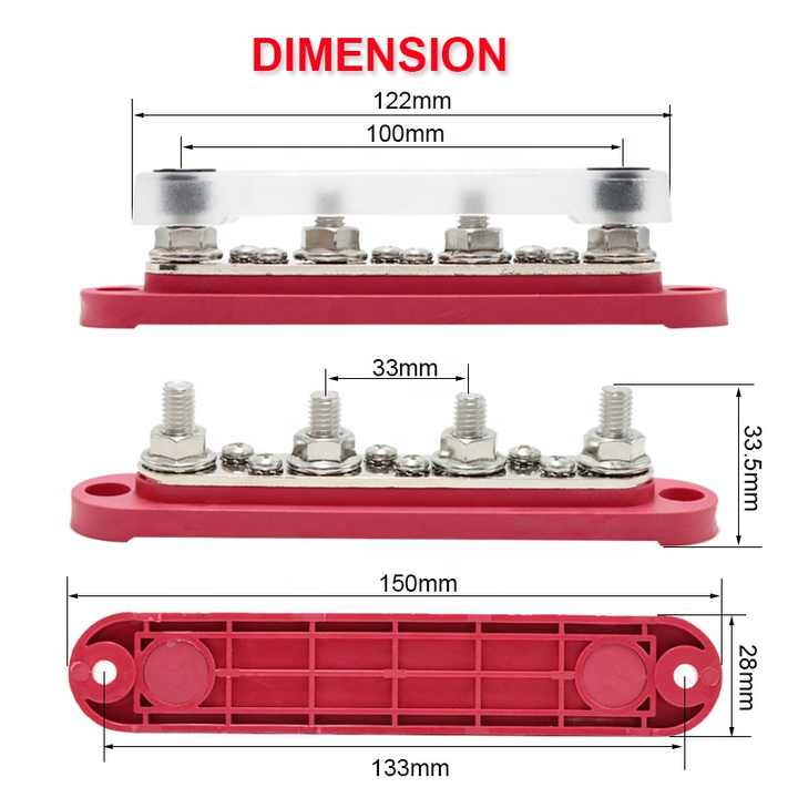 4 Stud Copper Bus Bar for EV Battery, High Current Power Distribution ...
