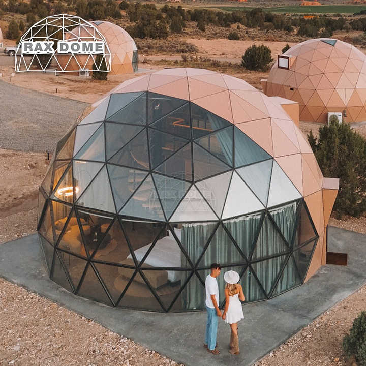 7M 8M Geodome Wooden Color Glass Dome Tent for Glamping