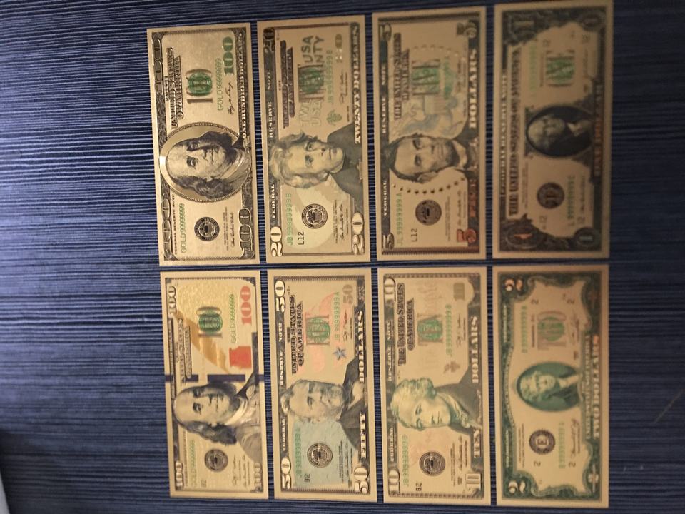 Colorful Gold Foil Plated US Dollar Banknote Collection Waterproof ...