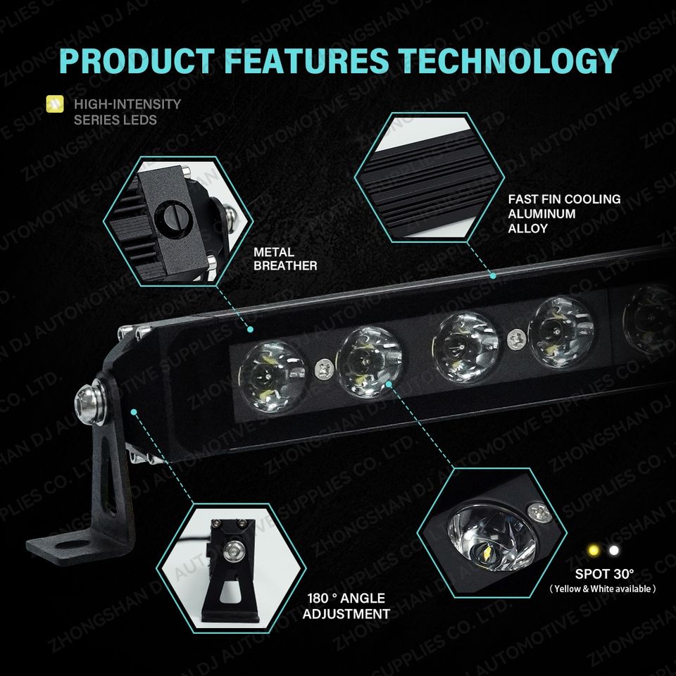 Universal 8 Inch 12V Waterproof 6d Yellow Slim UTV Mini Led Light bar ...