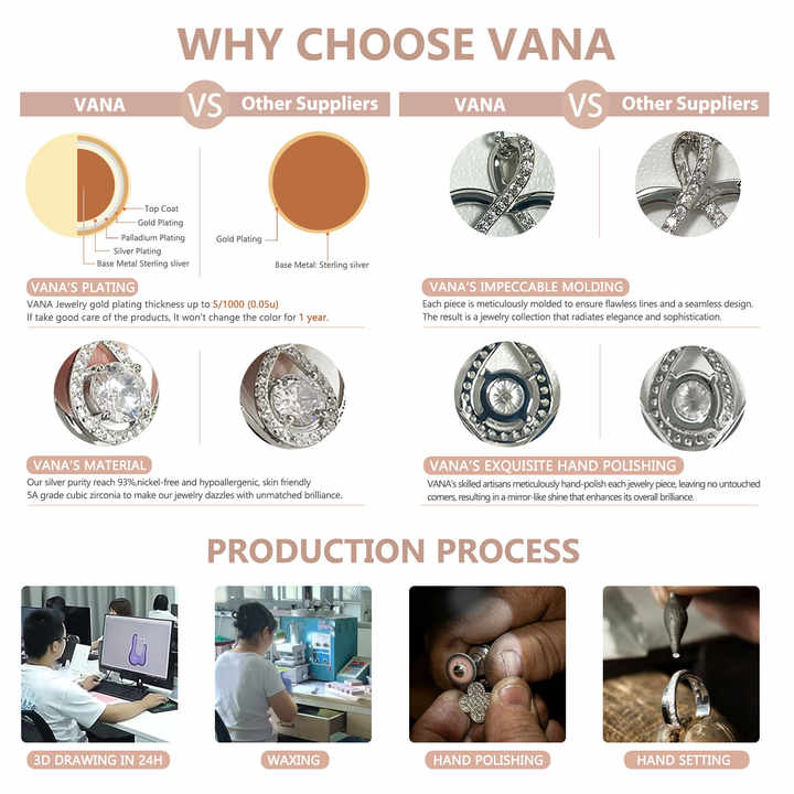 VANA Four-Leaf Clover Jewelry - 925 Sterling Silver Charm Bracelets