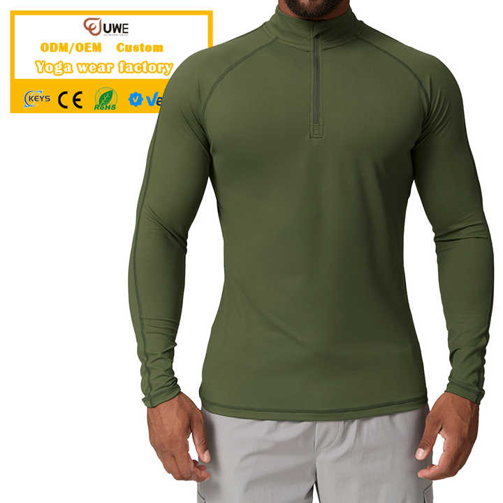 Men's High Neck Compression Half Zip Sweatshirt Long Sleeve Fitness Top ...