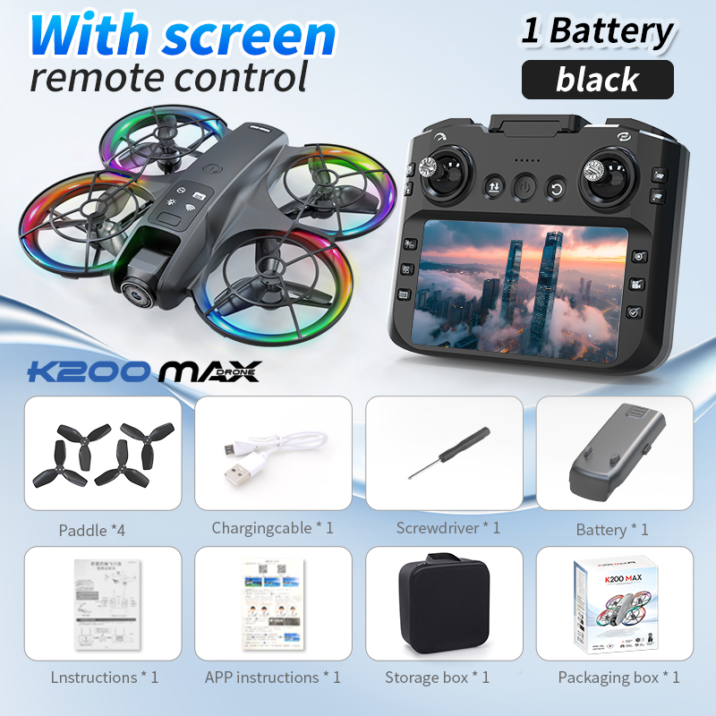 Dron K200 - Helicóptero de control remoto de 4 canales 2.4G
